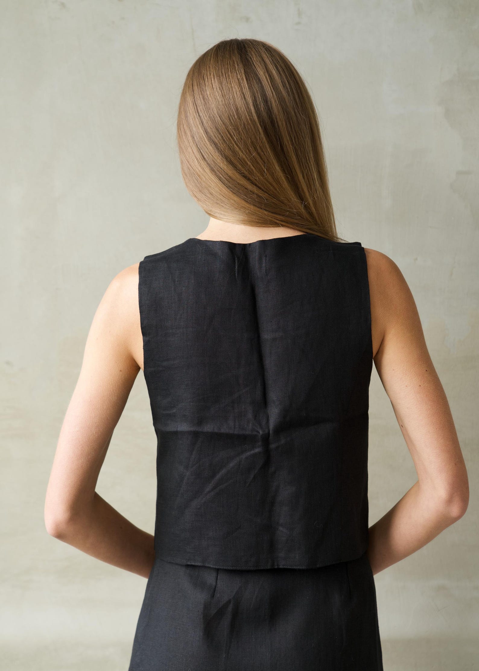 Black Linen Vest for Women/ Linen Top Front Ties/ Vest for Women/ Linen ...