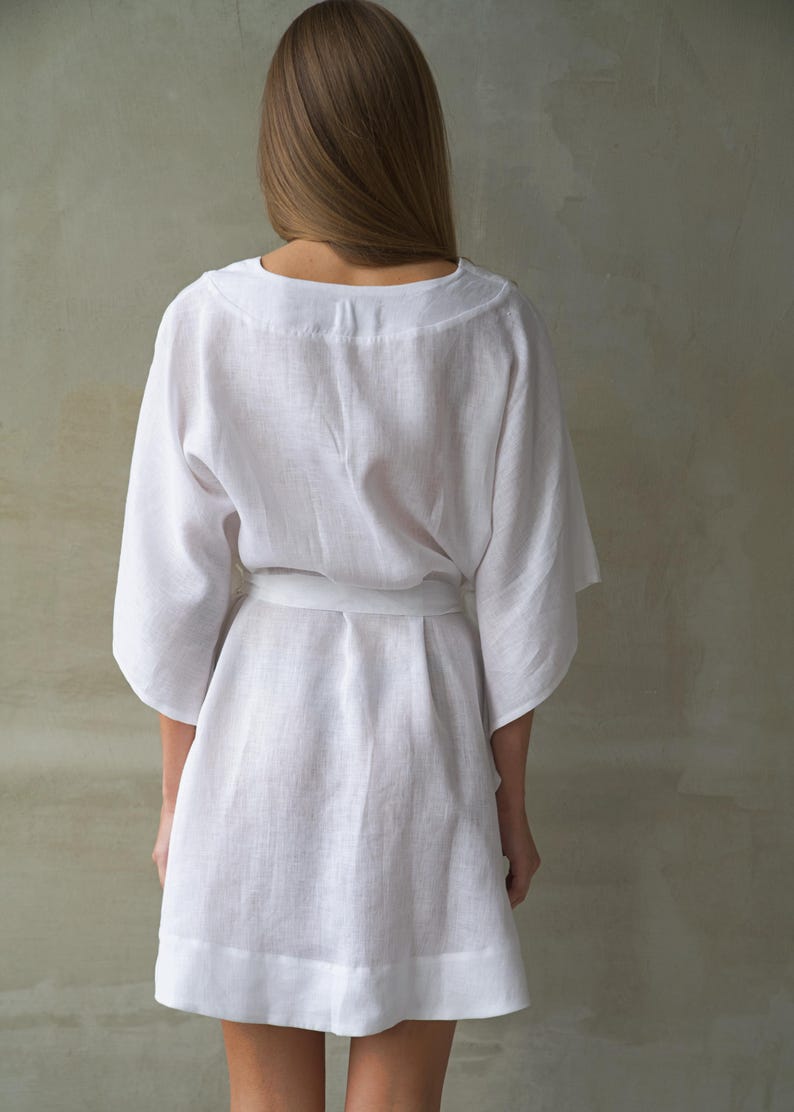 Linen Kimono Robe: Softened European Linen, Bridal Dressing Gown - Etsy