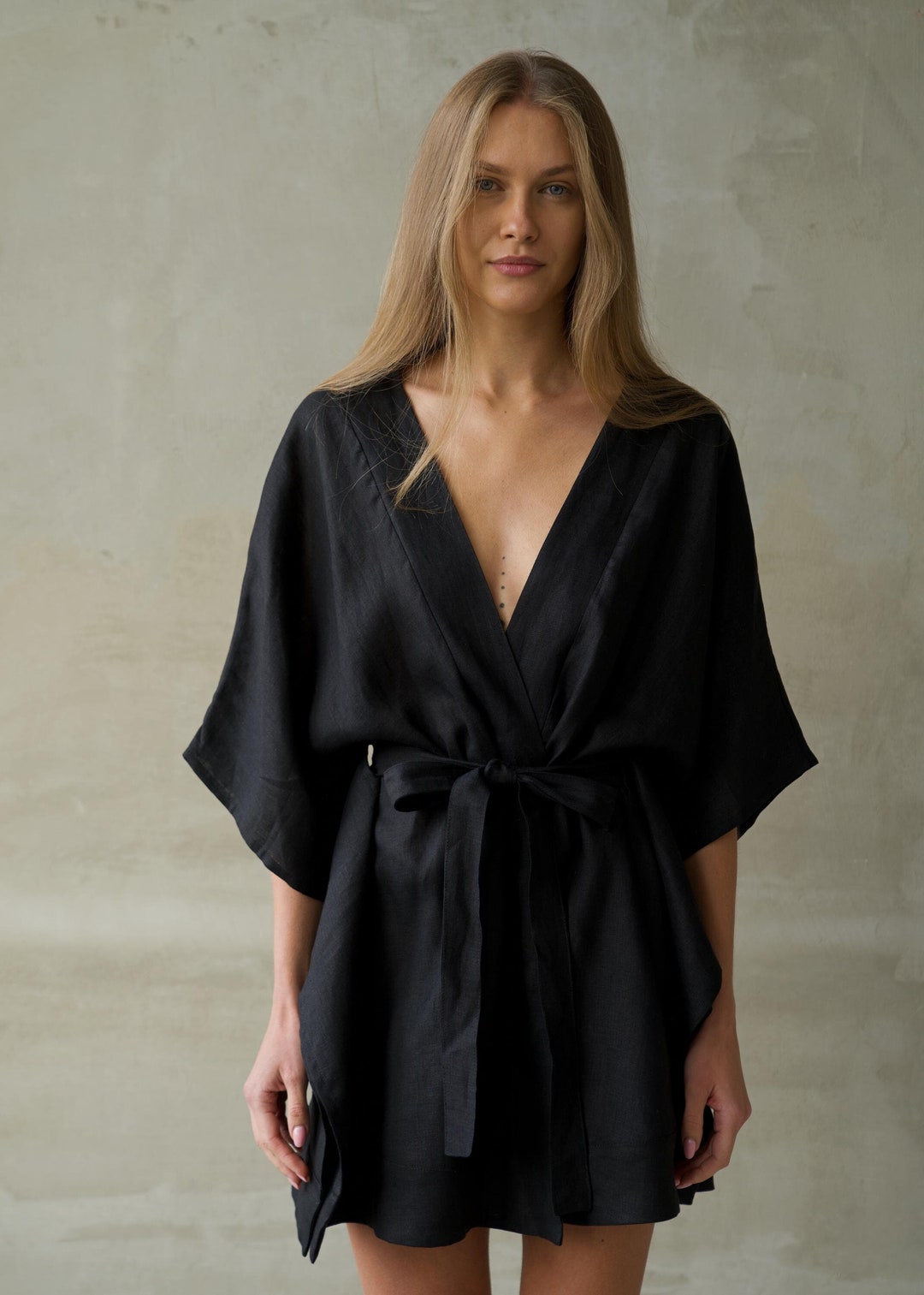 Linen Robe for Women/ Kimono Style Robe/ Dressing Gown/ Bridal Robe ...