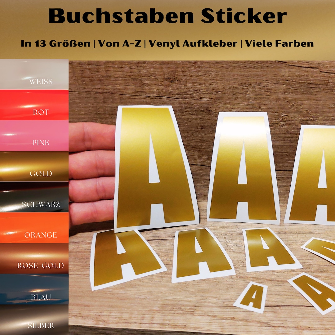 Vinyl Sticker Letters Gold Shiny Many Sizes Font Impact Individually ...