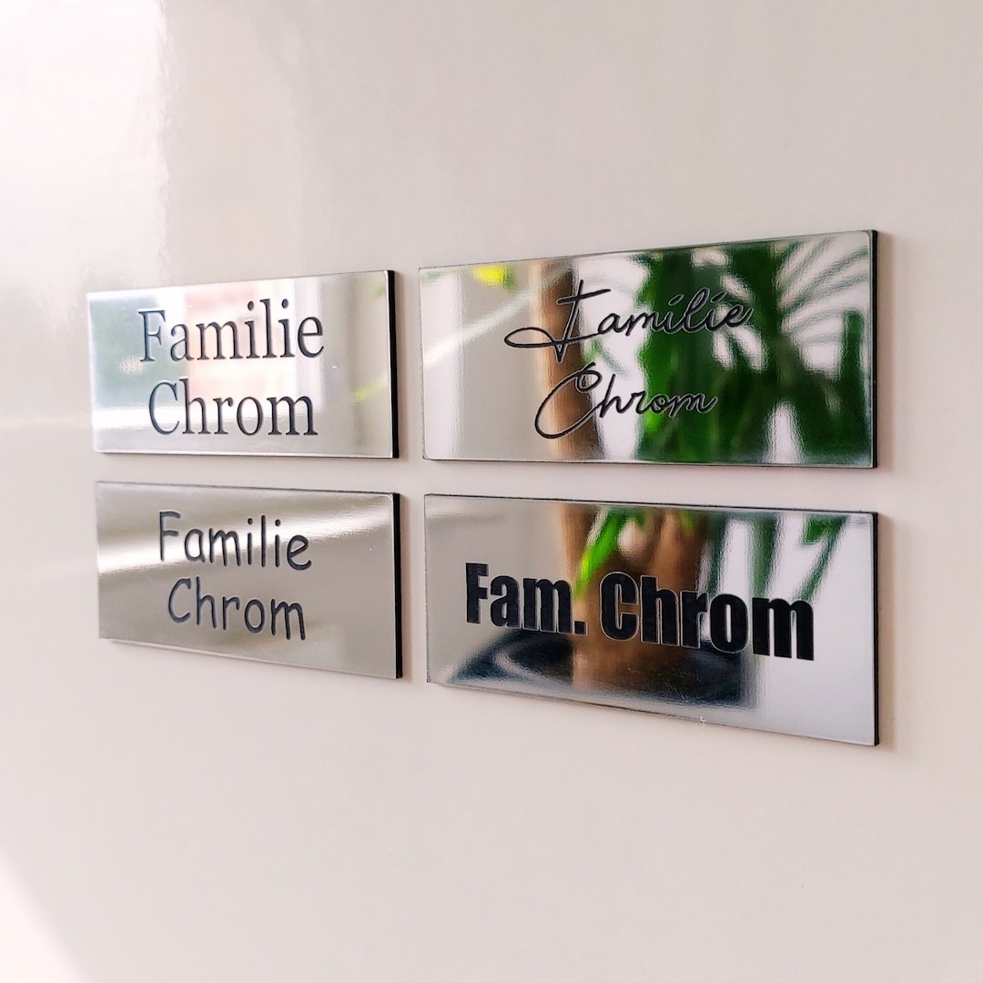 Door Sign Chrome Reflective Name Plate Letterbox Sign Doorbell Sign ...