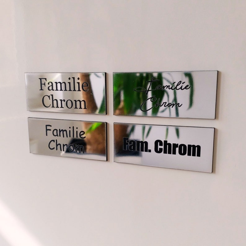 Door Sign Chrome Reflective Name Plate Letterbox Sign Doorbell Sign ...