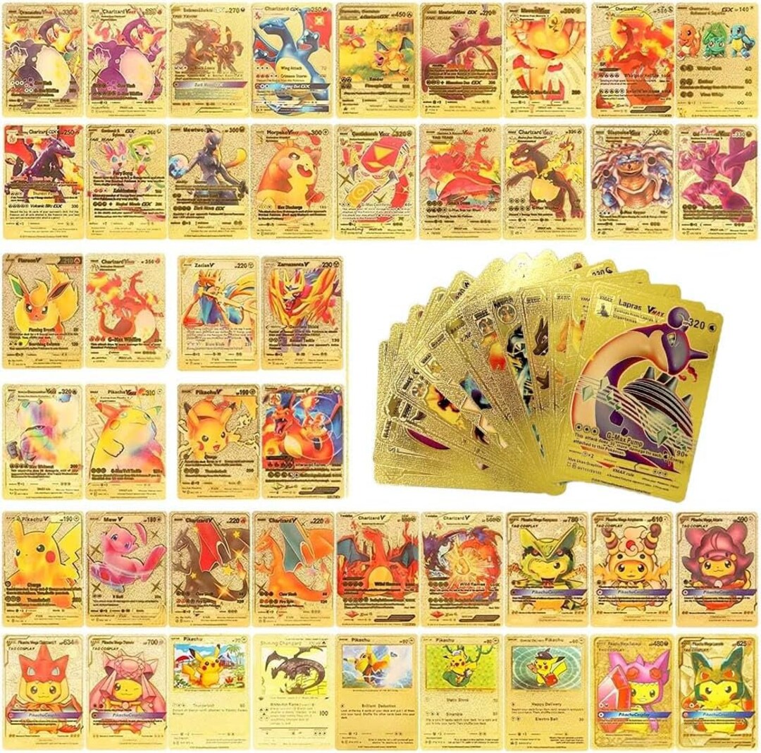 55 Pc Custom Gold Pokemon Cards - Etsy