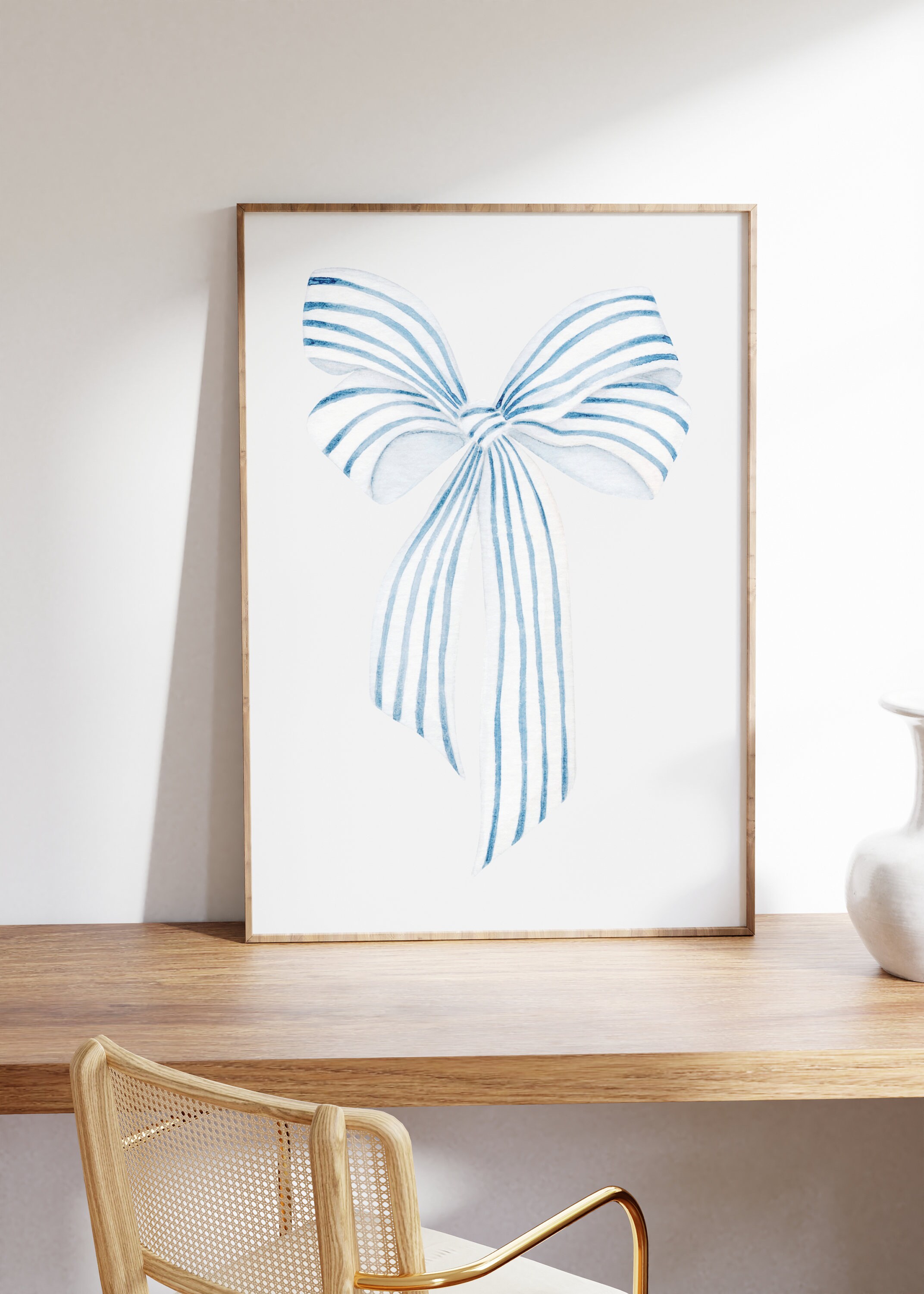 Blue Bow Print Coquette Room Decor Balletcore Wall Art Coastal Cowgirl ...