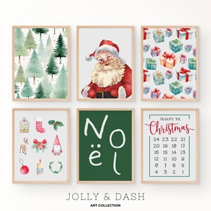 Christmas Gallery Wall Art Set of 6 Retro Christmas Printables Holiday ...