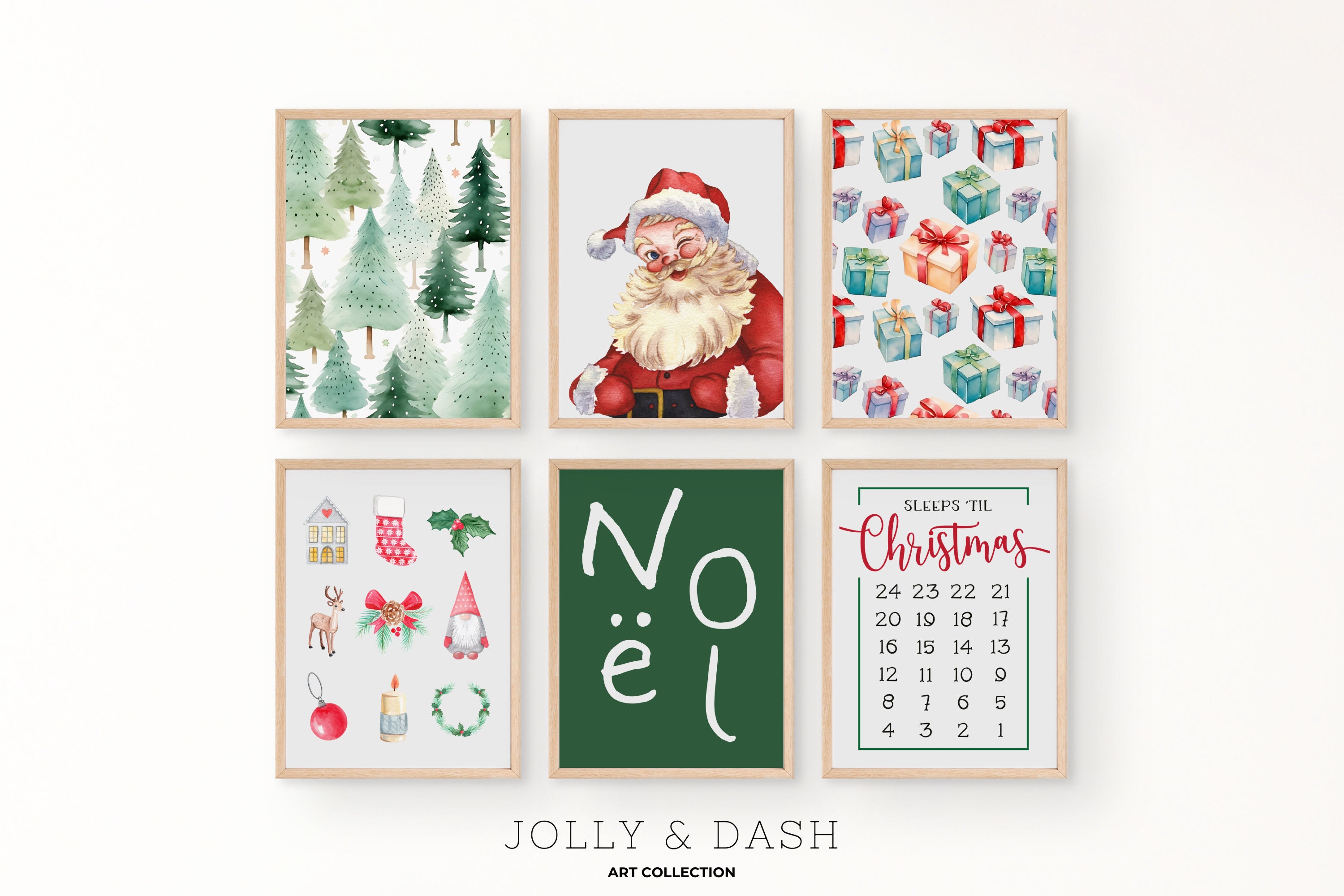 Christmas Gallery Wall Art Set of 6 Christmas Printables Christmas ...