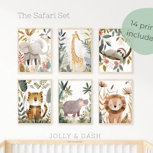 Safari Nursery Wall Art | Set of 14 | Jungle Nursery Decor | Boho ...