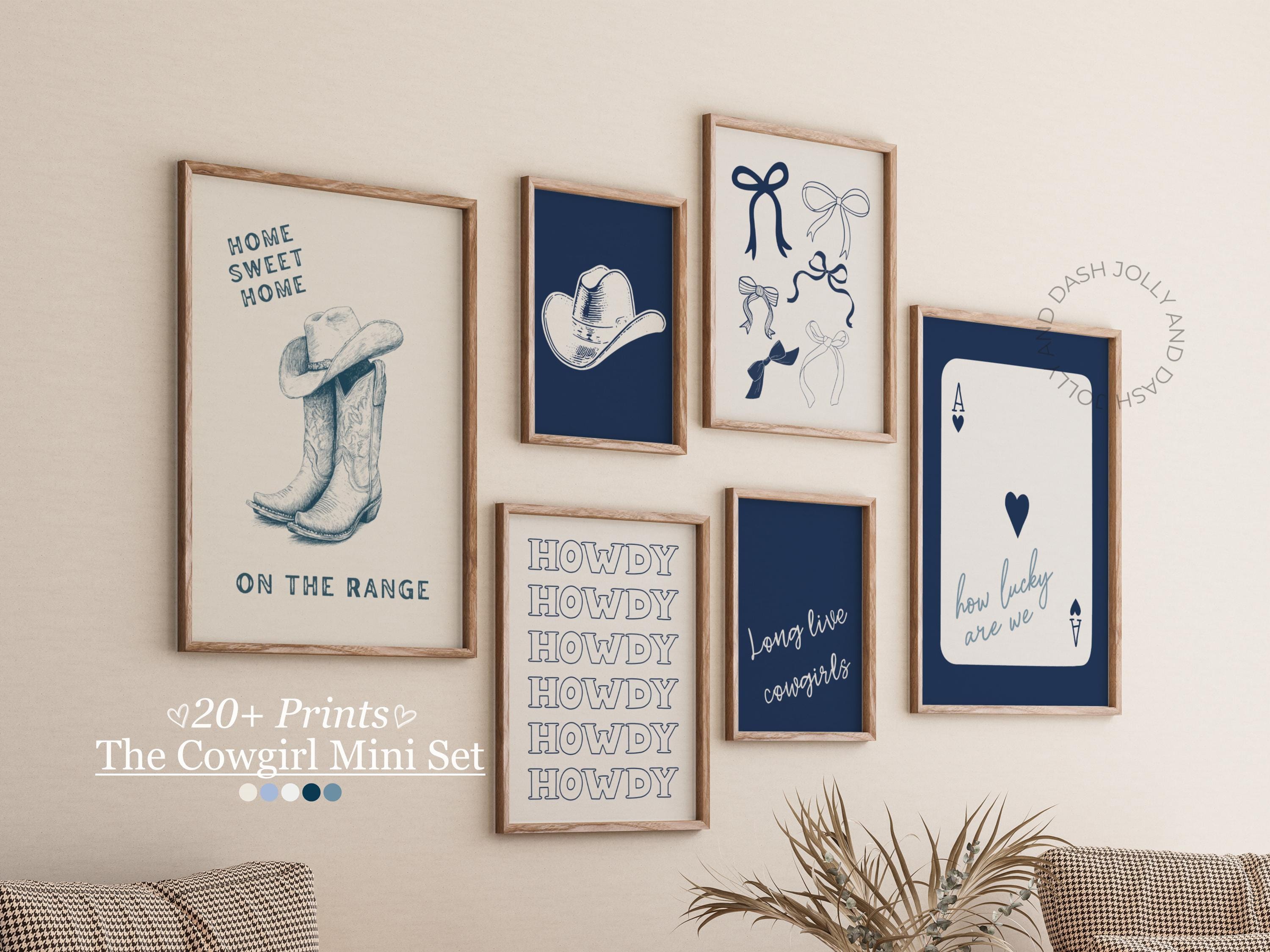 Country Western Wall Art Gallery Set Navy Coastal Cowgirl Decor Cool ...