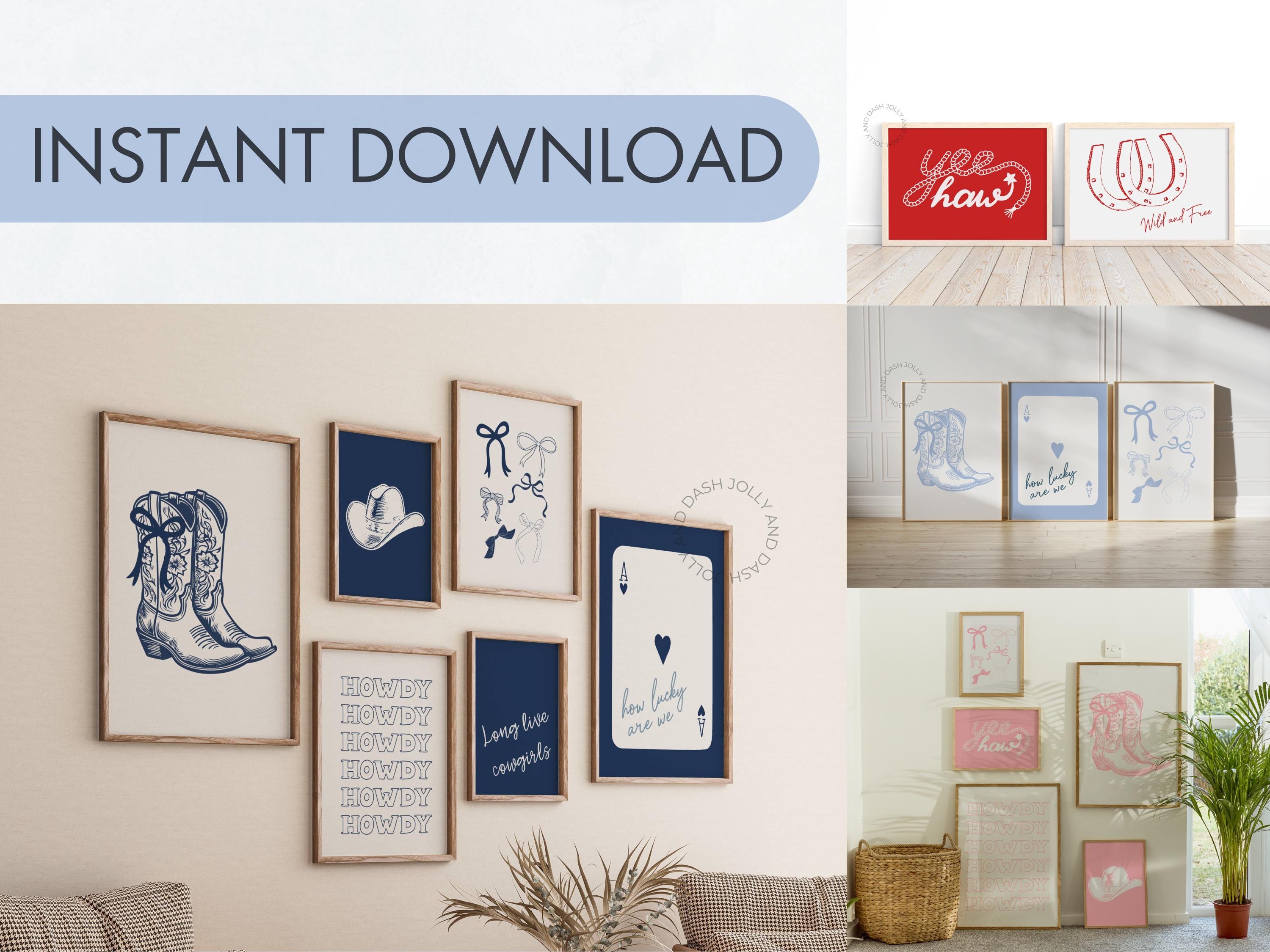 Western Decor, Coastal Cowgirl Prints, Gallery Wall Set, Light Blue ...