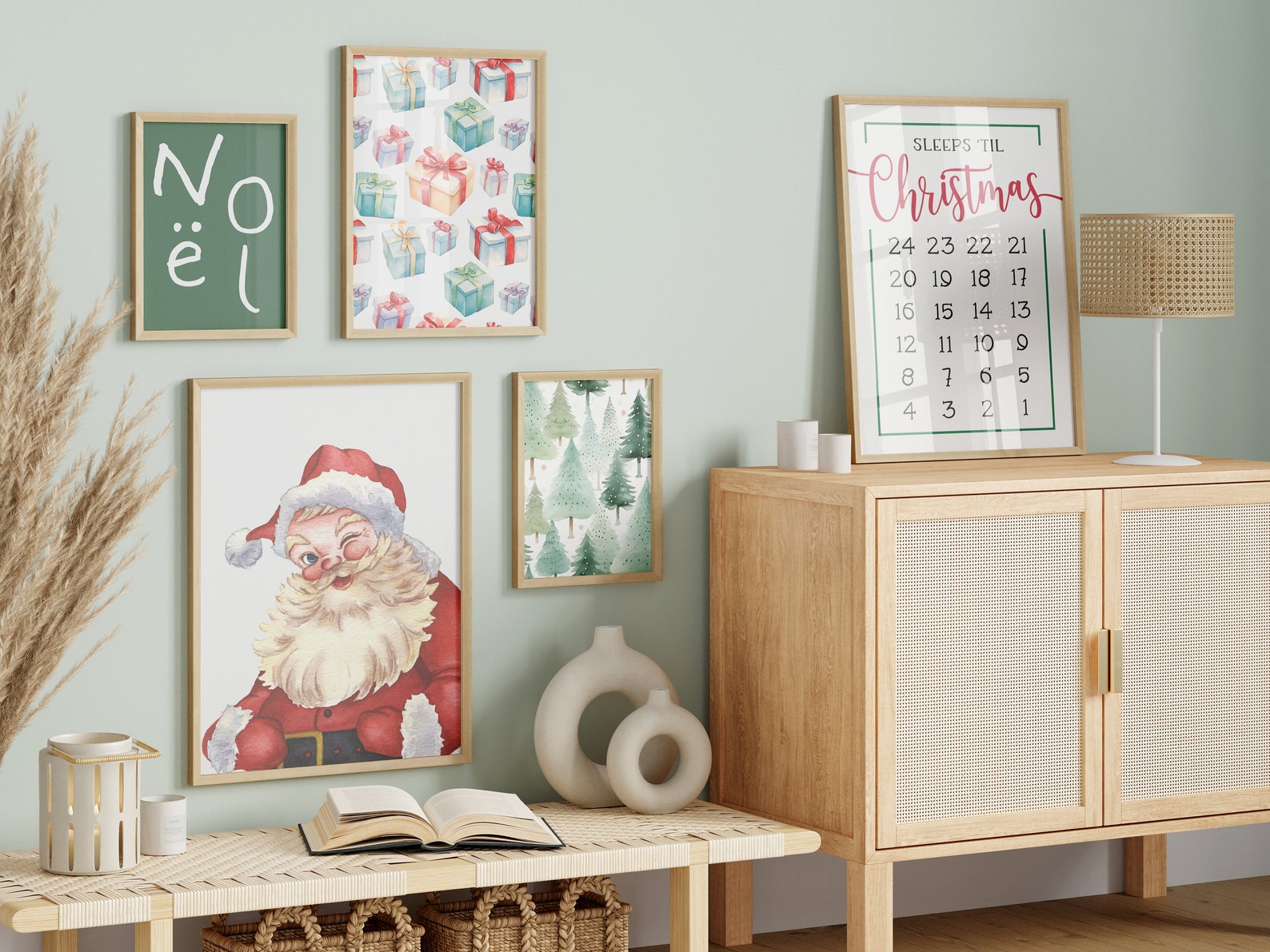 Christmas Gallery Wall Art Set of 6 Retro Christmas Printables Holiday ...