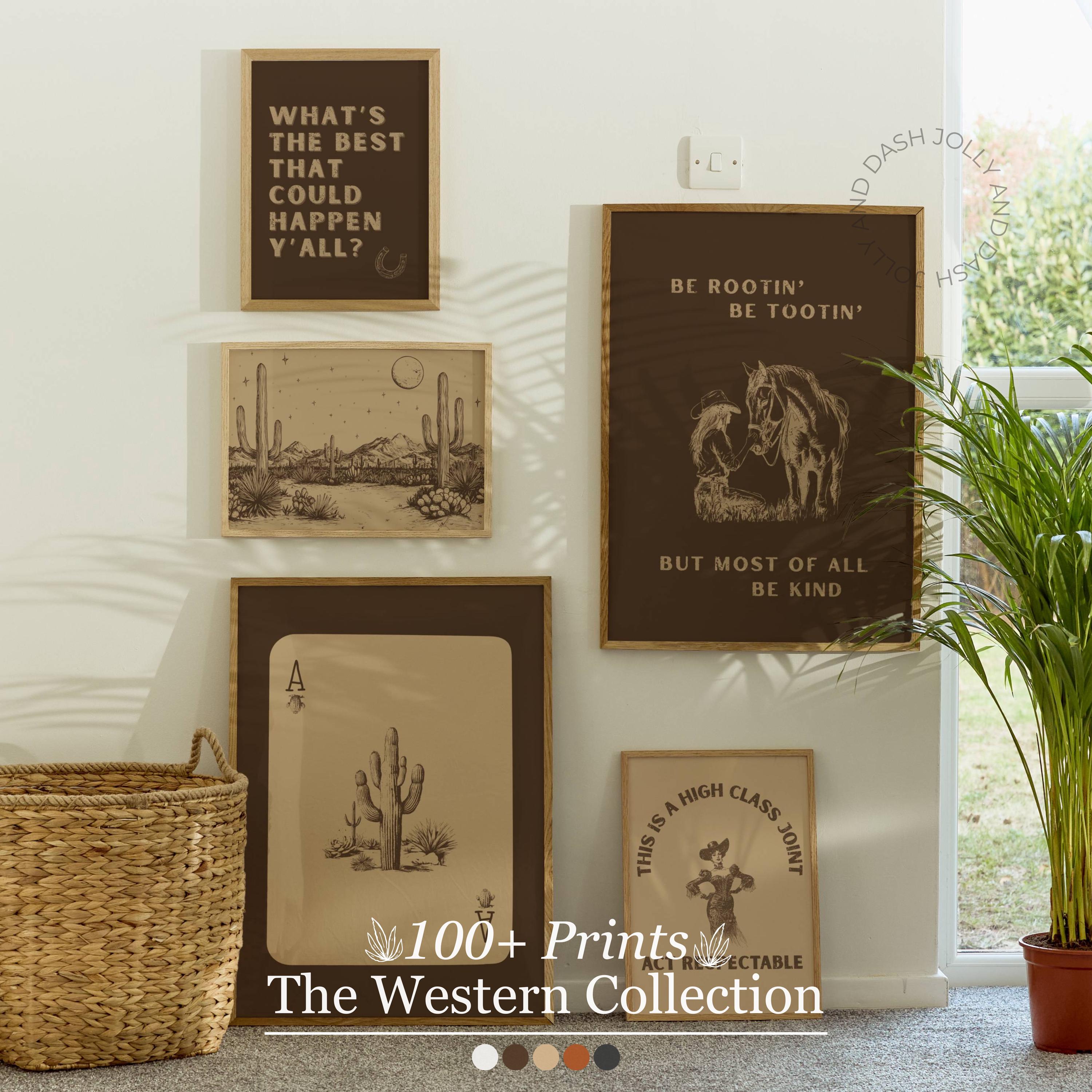 Western Wall Art Set Coastal Cowgirl Bedroom Decor Tan Vintage Country ...