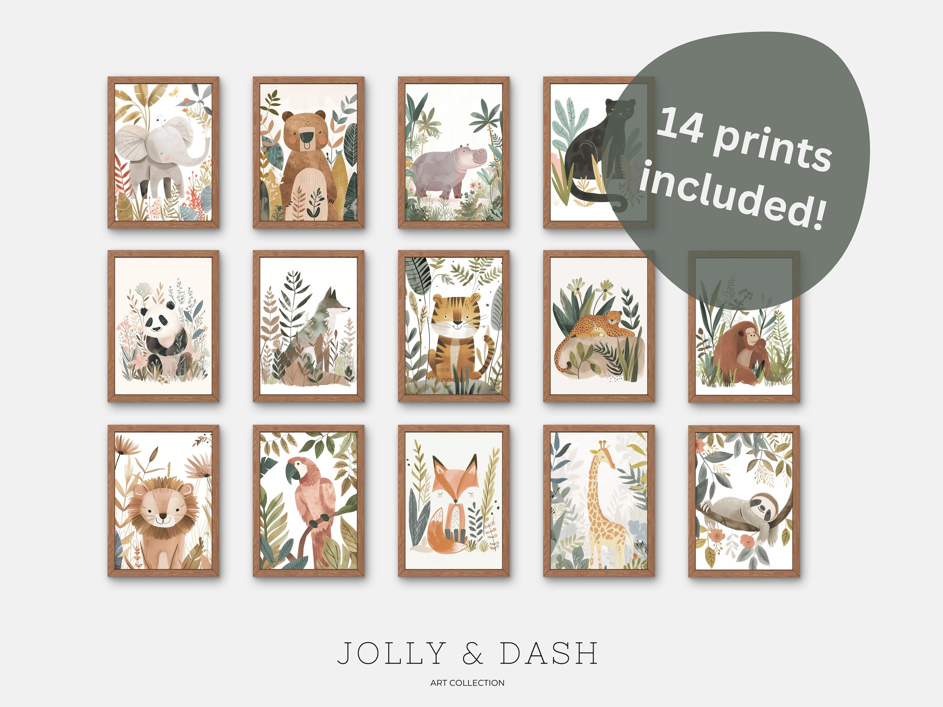 Safari Nursery Wall Art Set of 14 Jungle Nursery Decor Boho Nursery ...