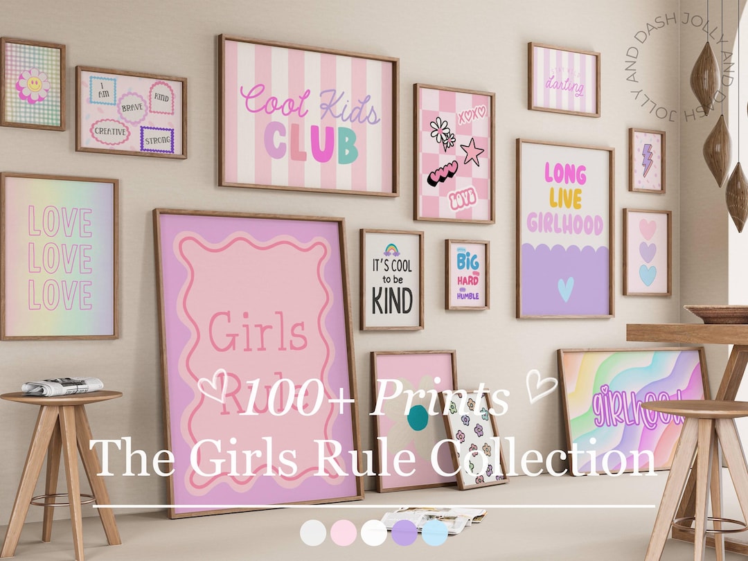 Cute Trendy Girls Room Gallery Wall Art Set Colorful Playroom Posters ...