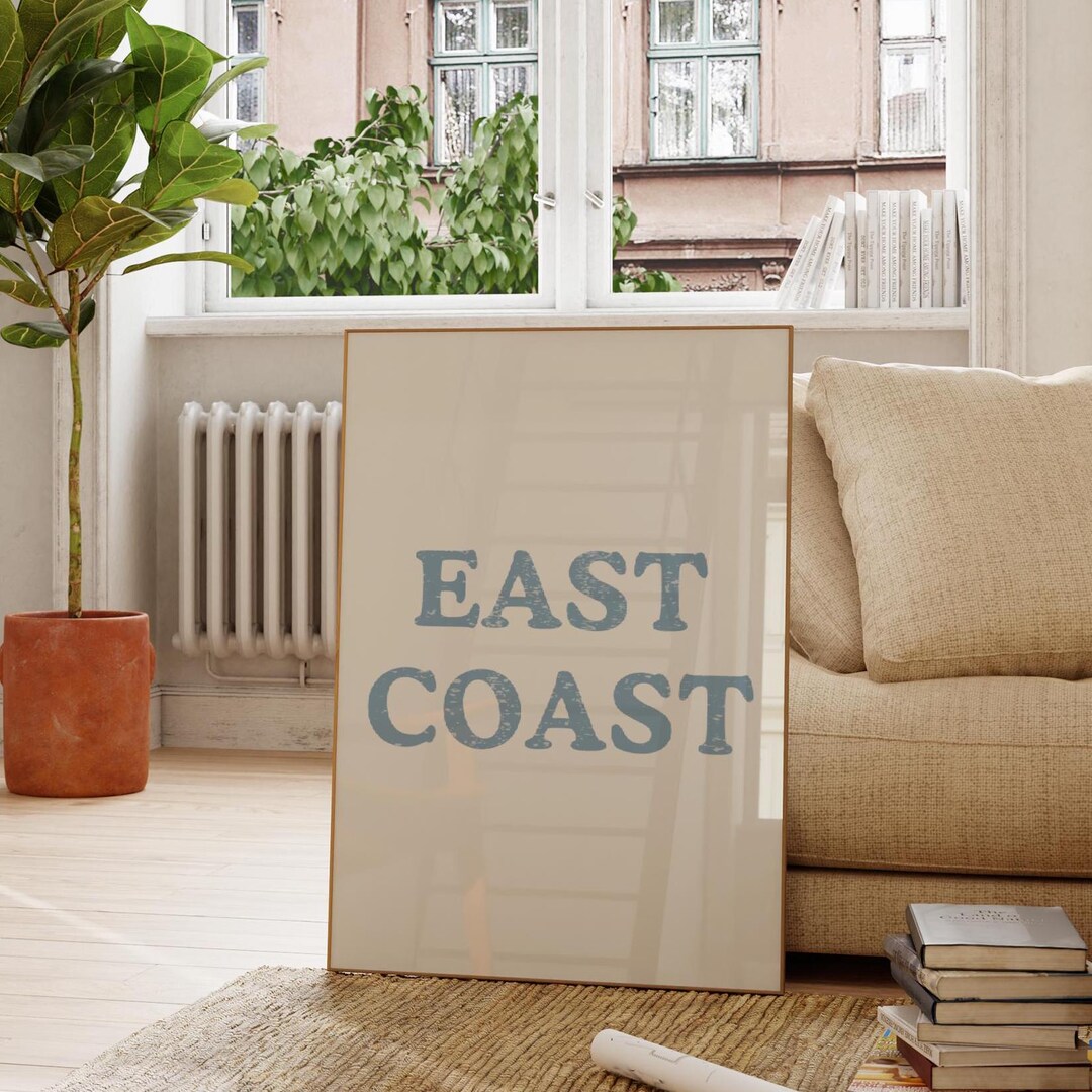 East Coast Print Retro Font Typography Sign Coastal Granddaughter Wall ...