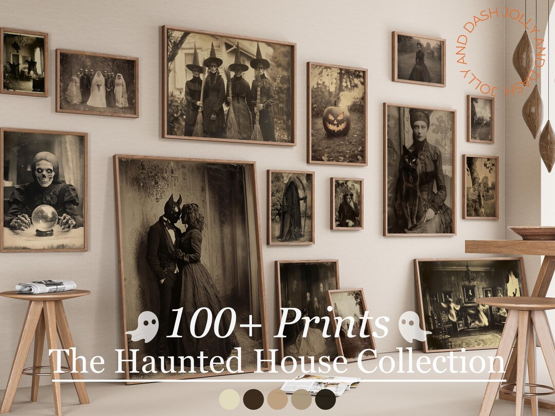 Macabre Masquerade Halloween Haunted House Photo Set Spooky Vintage ...