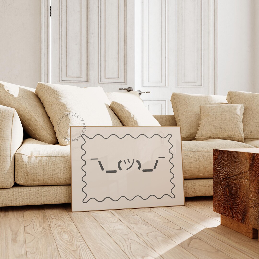 Shrug Emoticon Print Trendy Shruggie Horizontal Wall Art Girls Bedroom ...