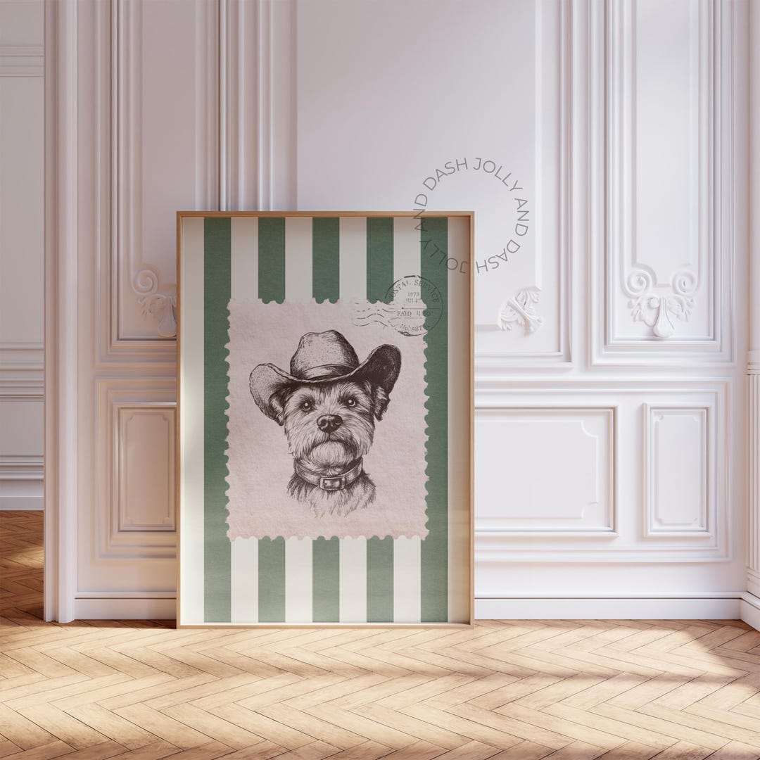 Yorkie Hund Cowboy Hut Skizze Print Yorkshire Terrier Wand Kunst ...