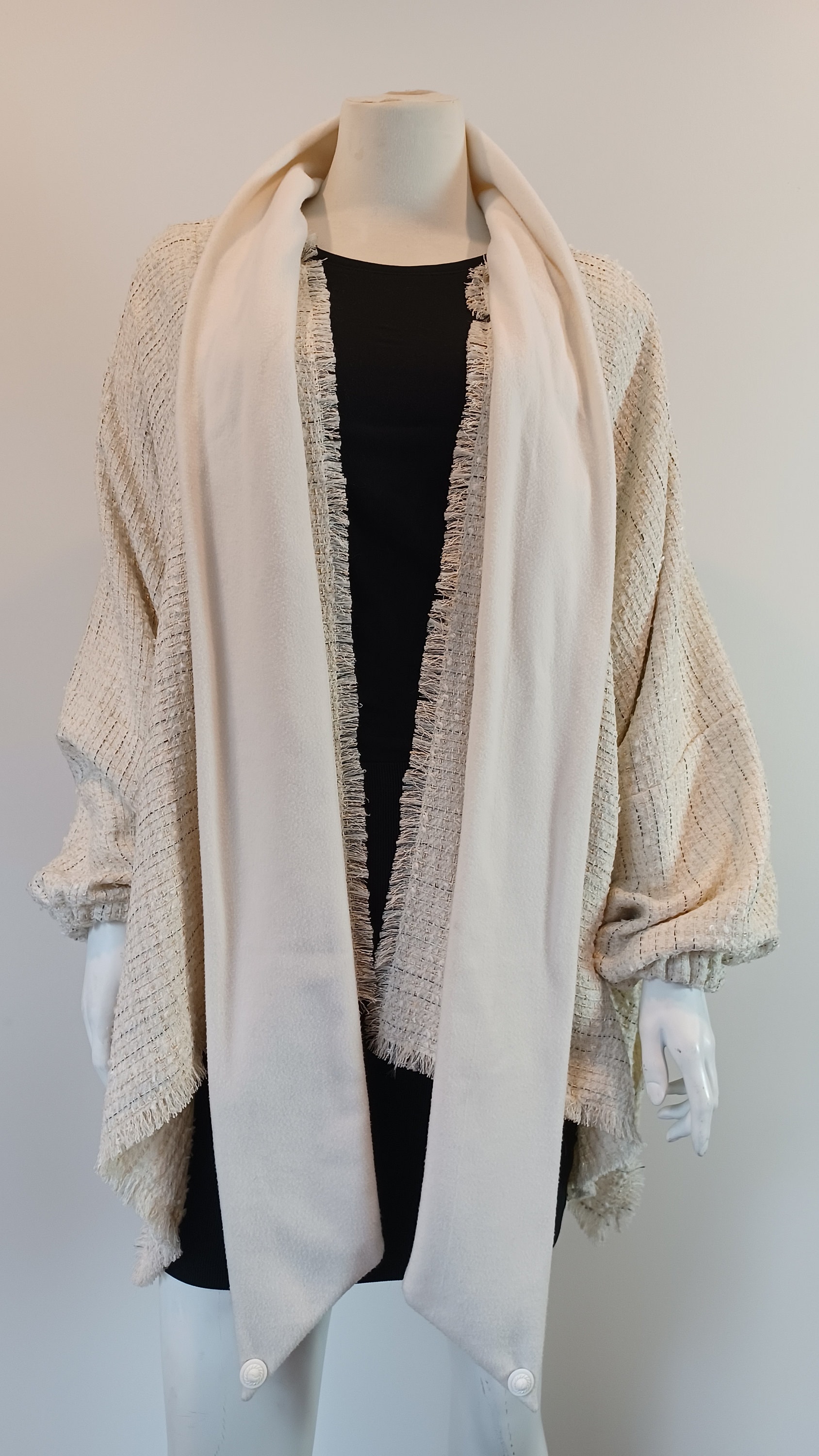 Perfectly Cozy Long Beige/cream Poncho Cape With Front Opening and ...
