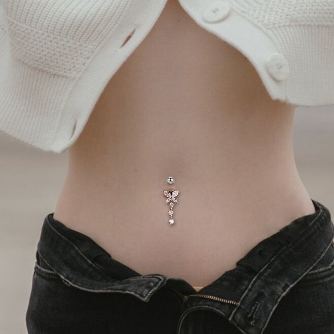 Butterfly Belly Button Ring-navel Piercing Belly Piercing-body Jewellery-butterfly Belly Ring - Etsy