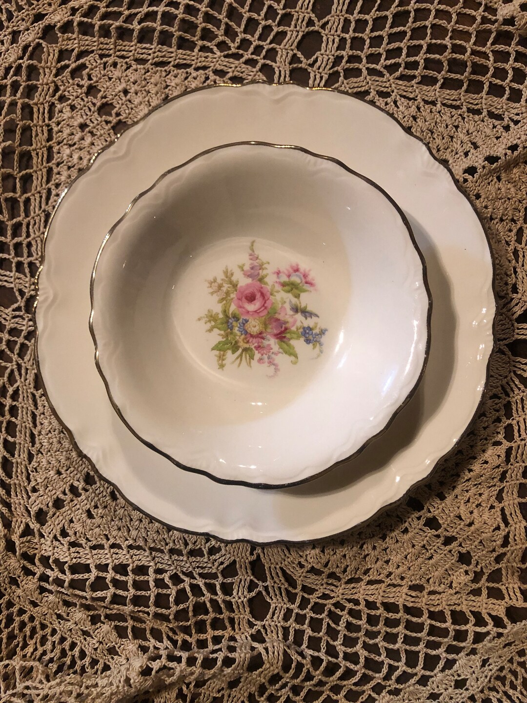 Homer Laughlin Cunningham Pickett Dessert Plate and Berry Bowl Set Avon ...