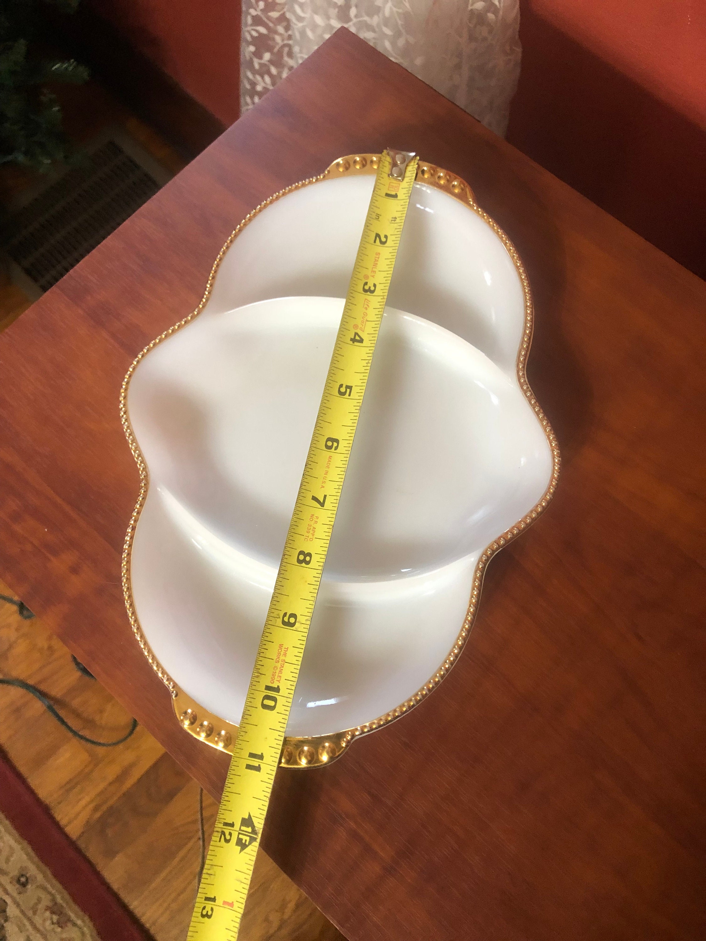 Fire King Ovenware Triple Divided Milk Glass Dish Gold Trim - Etsy