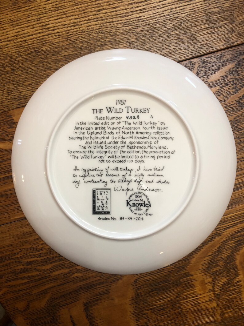 Upland Birds of North America Collector Plate 4rth in Series the Wild ...