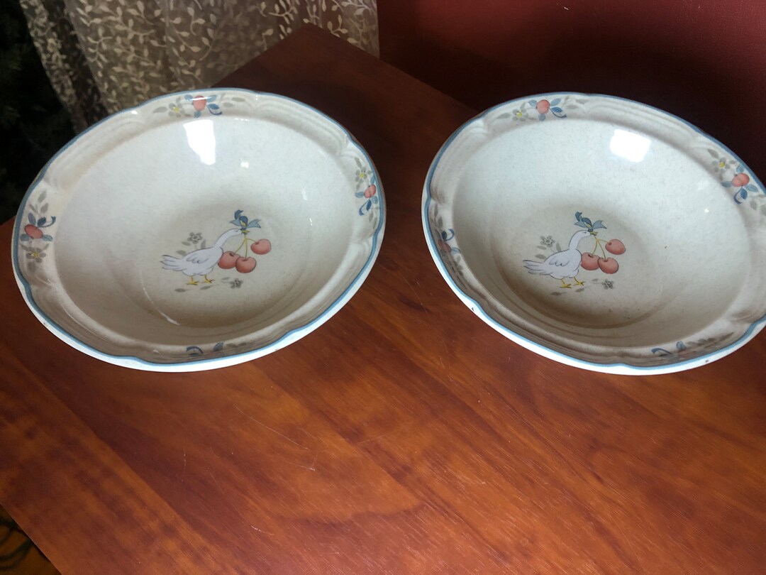 Marmalade Goose Geese Duck Japanese Stoneware Soup Cereal Bowls Vintage ...