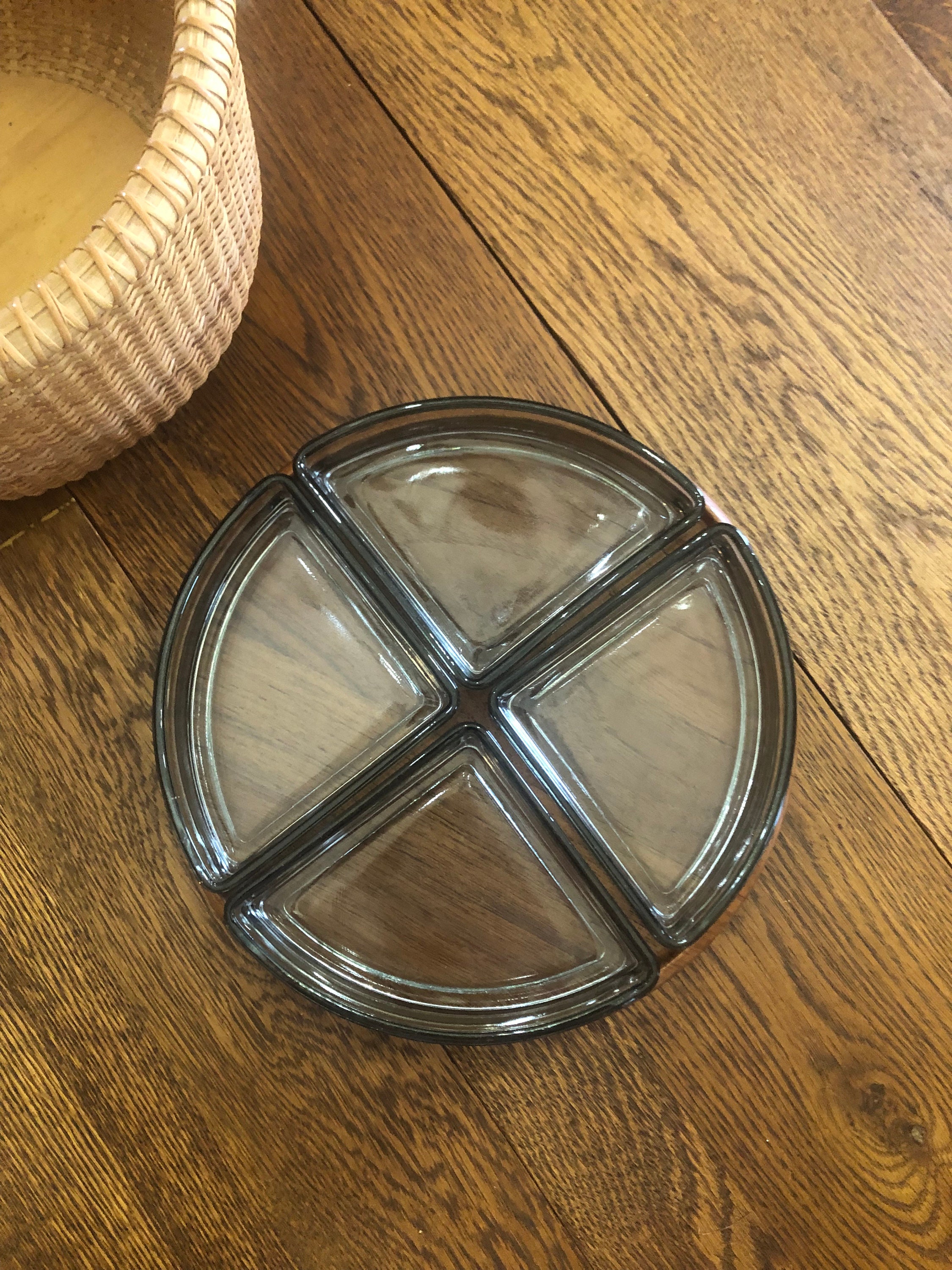Rare Find DIGSMED 103 TEEKWOOD Lazy Susan Made in Denmark Relish Glass ...