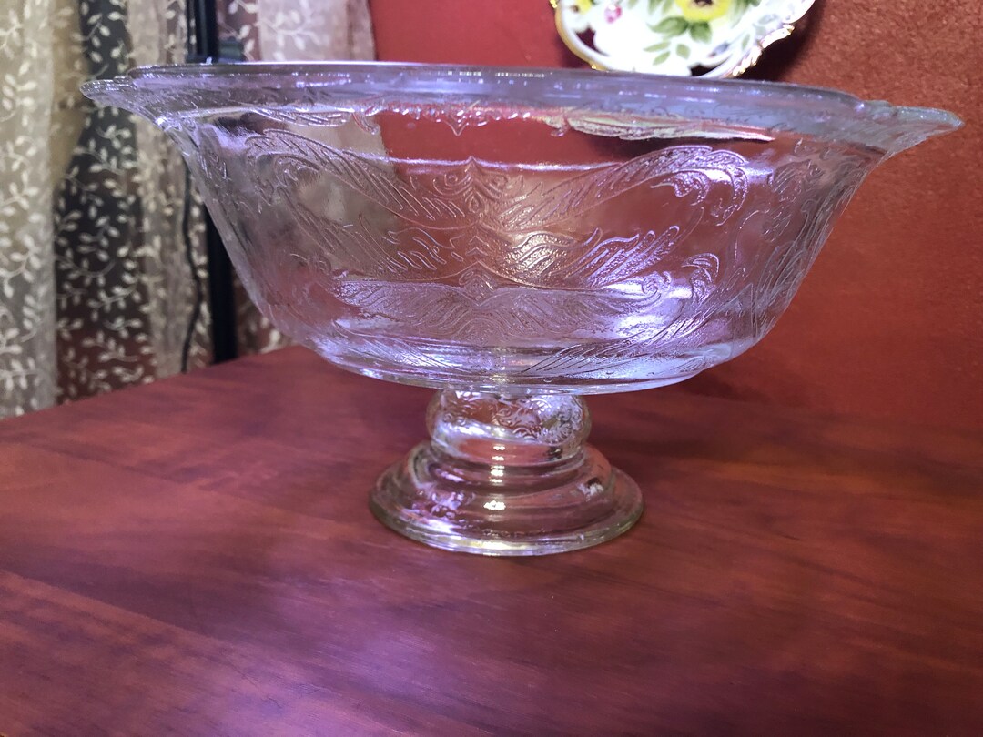 Federal Madrid Indiana Glass Clear Footed Compote or Serving Bowl - Etsy