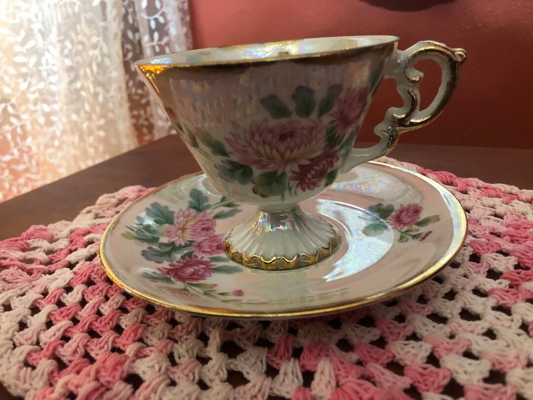 Lusterware Tea Cup and Saucer Japan Chrysthanthumum - Etsy