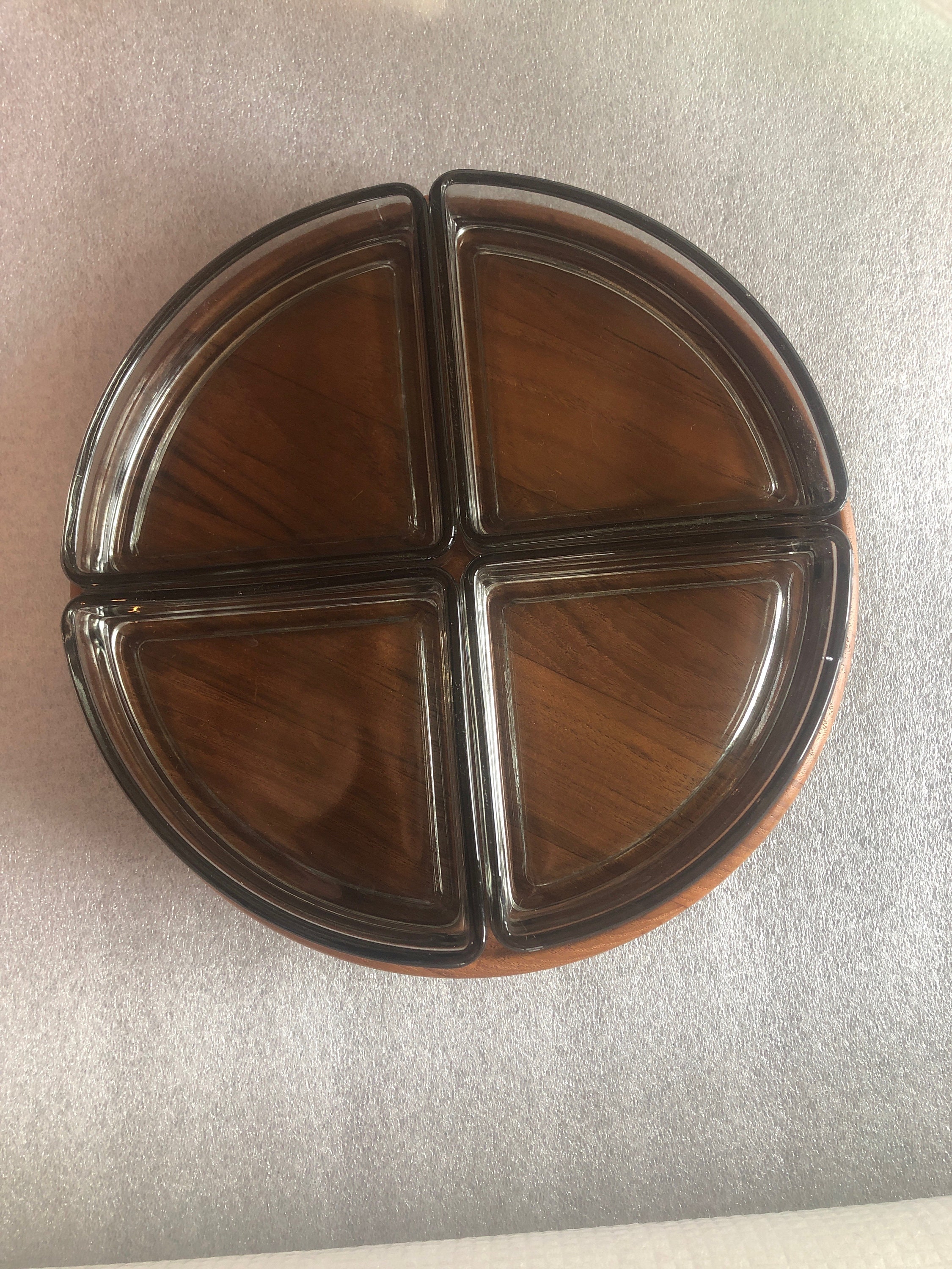 Rare Find DIGSMED 103 TEEKWOOD Lazy Susan Made in Denmark Relish Glass ...