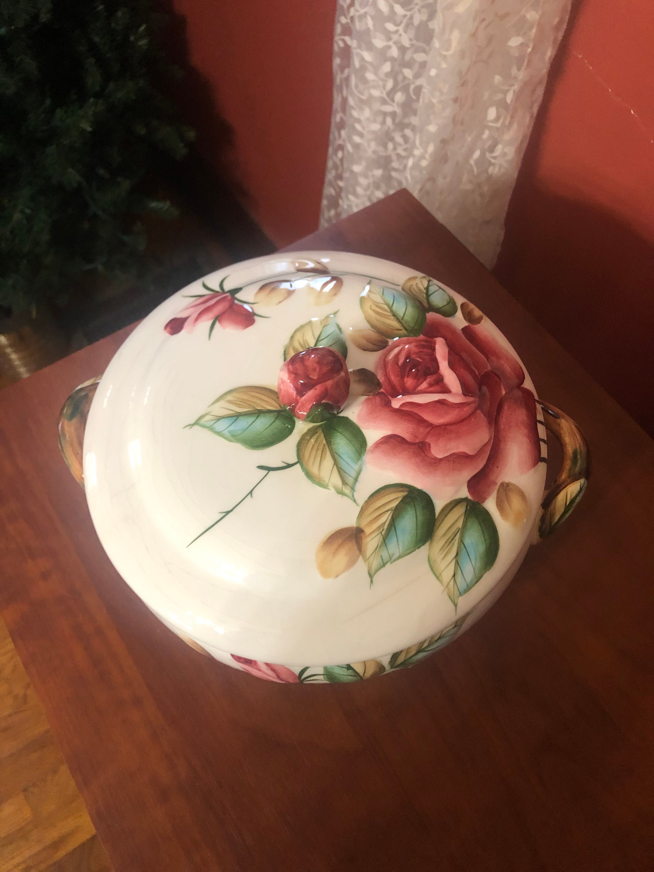 Vintage Lefton Americana Rose Covered Dish 978 - Etsy