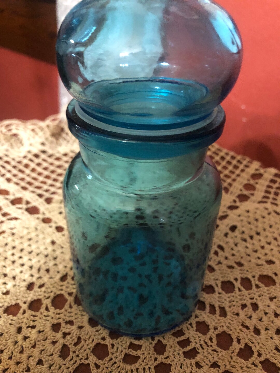 Apothecary Jar Ariel Blue Made in Belgium Glass - Etsy