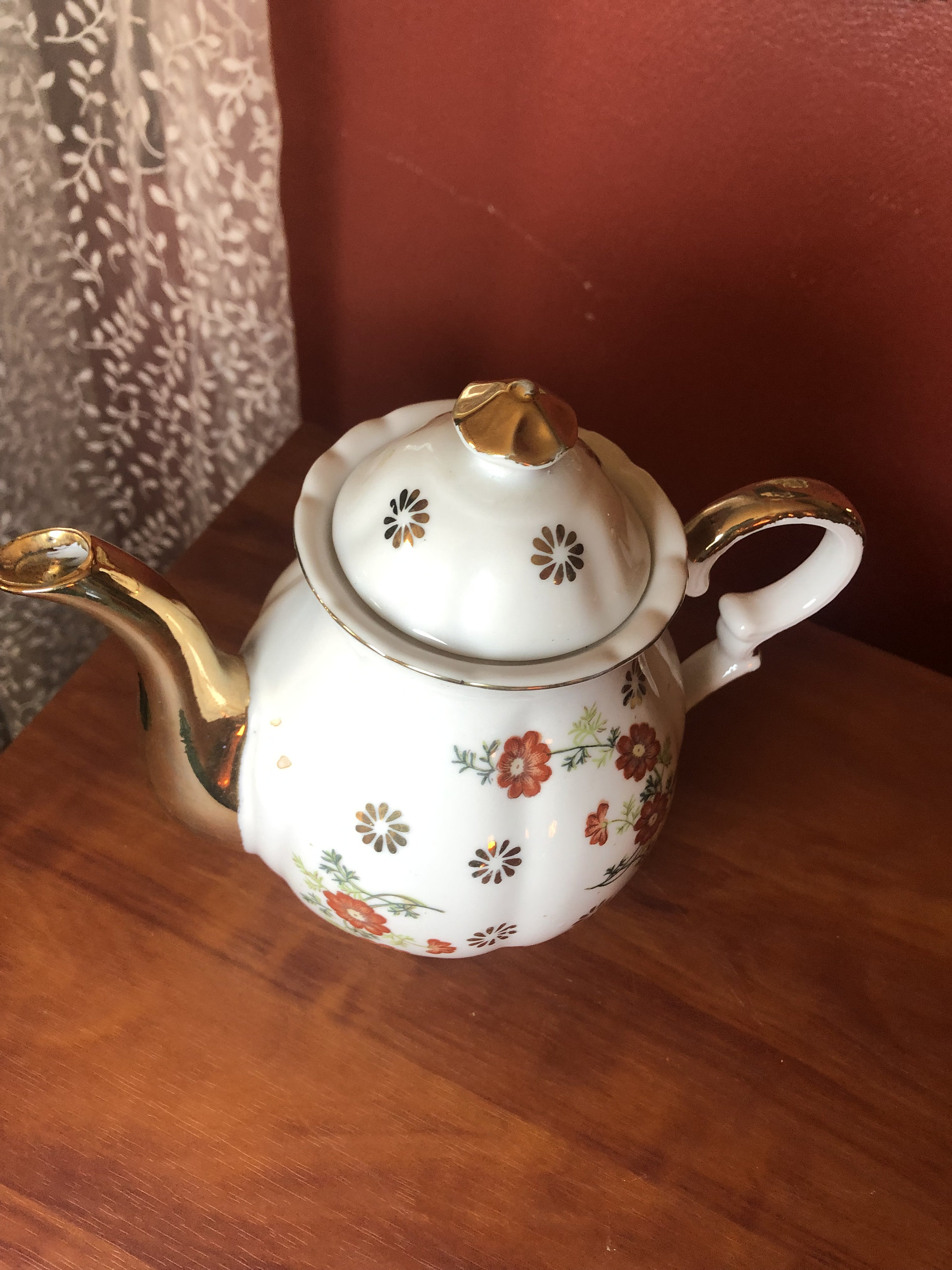 Trimont Ware of Japan Teapot Brown Floral With Brillaint Gold Trim and ...