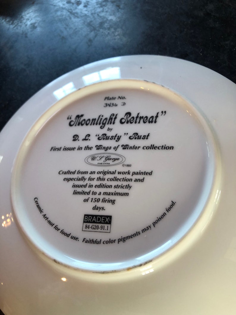 WL George Moonlight Retreat Christmas Plate 1992 D.L. Rusty Rust - Etsy