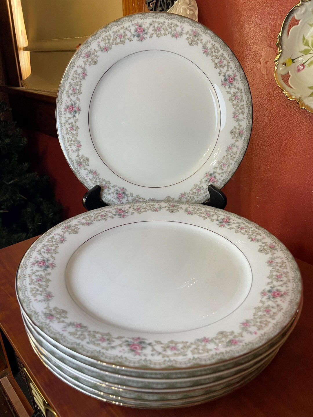 Set of Seven Noritake Edgewood Dinner Plates Discontinued Imperfect ...