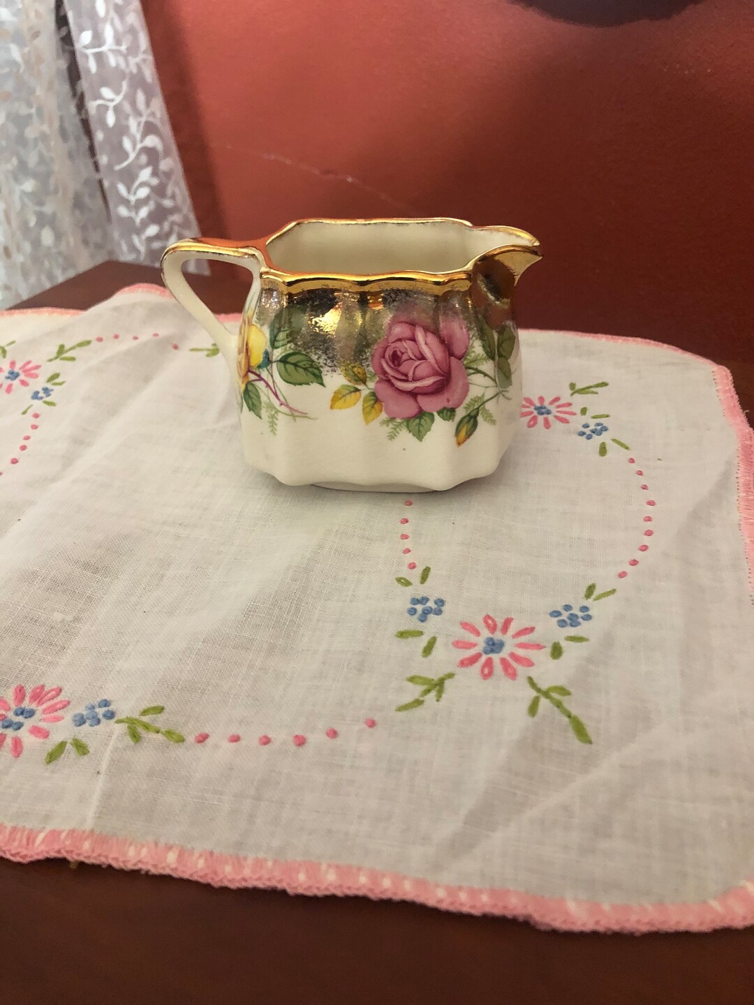 Sandland Ware Golden Rose Creamer Staffordshire England Gold Trim - Etsy