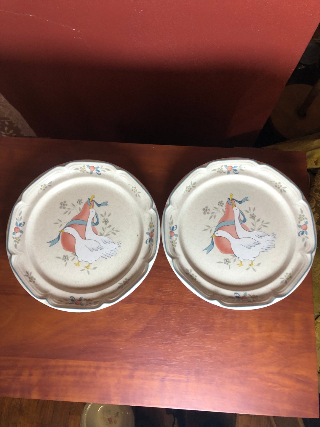 Marmalade Japanese Stoneware Goose Geese Duck Salad Dessert Plates 7.5 ...