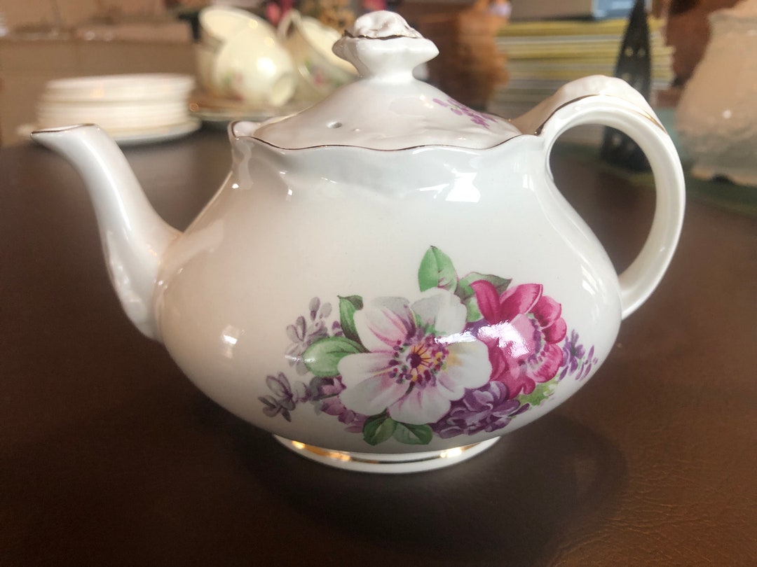 Crown Dorset Dainty Teapot Tea Pot Made in England Staffordshire Floral ...