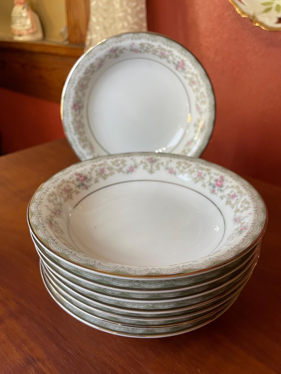 Set of Eight Noritake Edgewood Pattern Dessert Fruit Berry or Side Dish ...