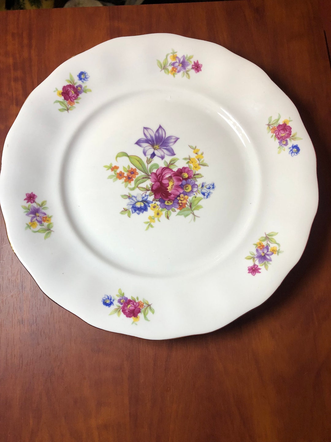 Favolina Dinner Plate Pattern Made in Poland 10.5” Multi Floral Gold ...
