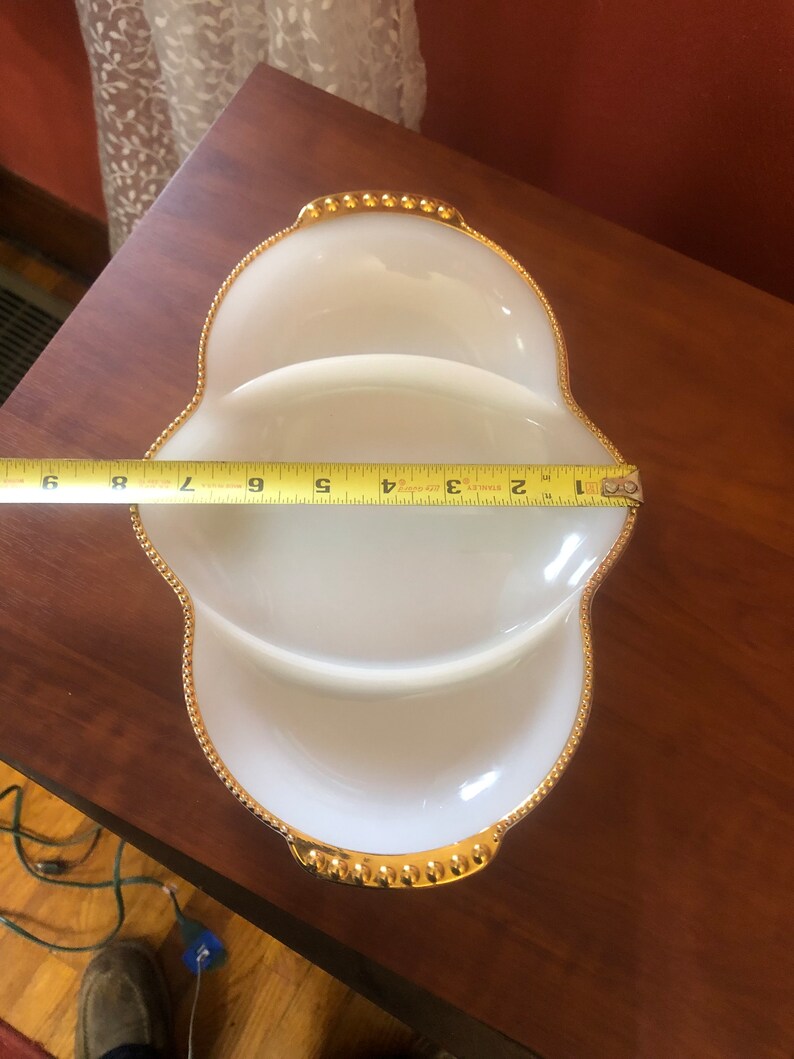 Fire King Ovenware Triple Divided Milk Glass Dish Gold Trim - Etsy