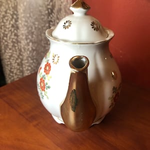 Trimont Ware of Japan Teapot Brown Floral With Brillaint Gold Trim and ...