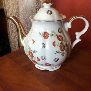 Trimont Ware of Japan Teapot Brown Floral With Brillaint Gold Trim and ...