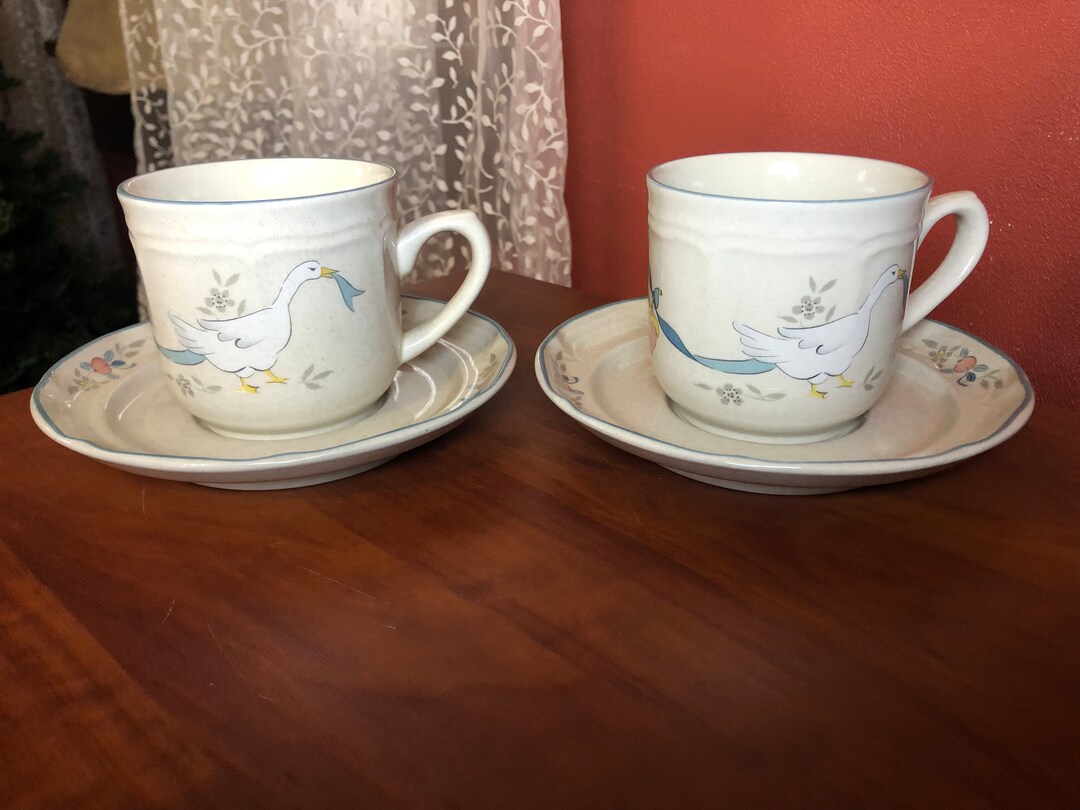 Marmalade Geese Goose Duck Japanese Stoneware Mug and Saucer Set of Two ...