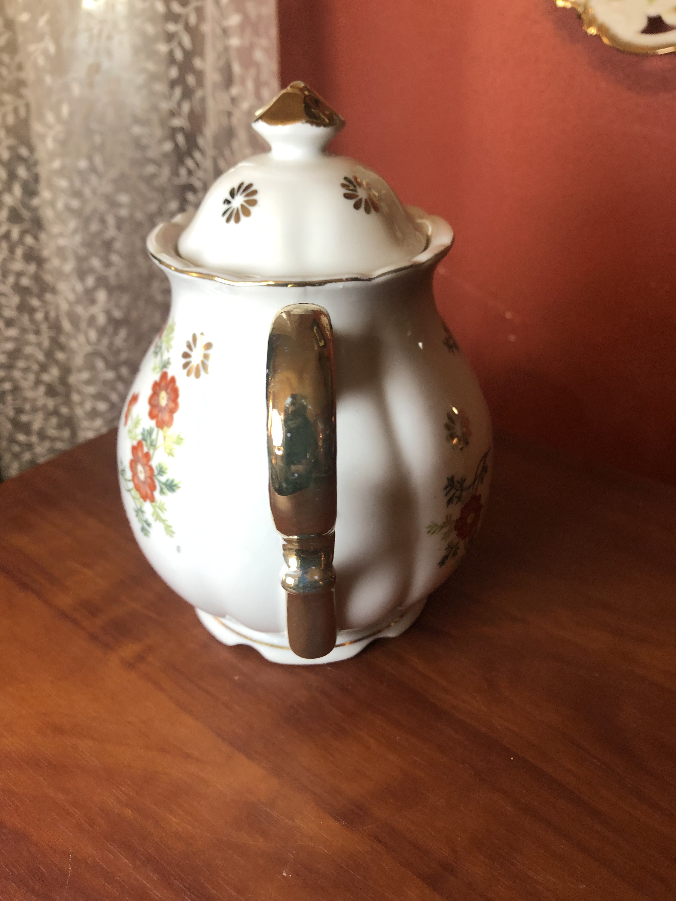 Trimont Ware of Japan Teapot Brown Floral With Brillaint Gold Trim and ...