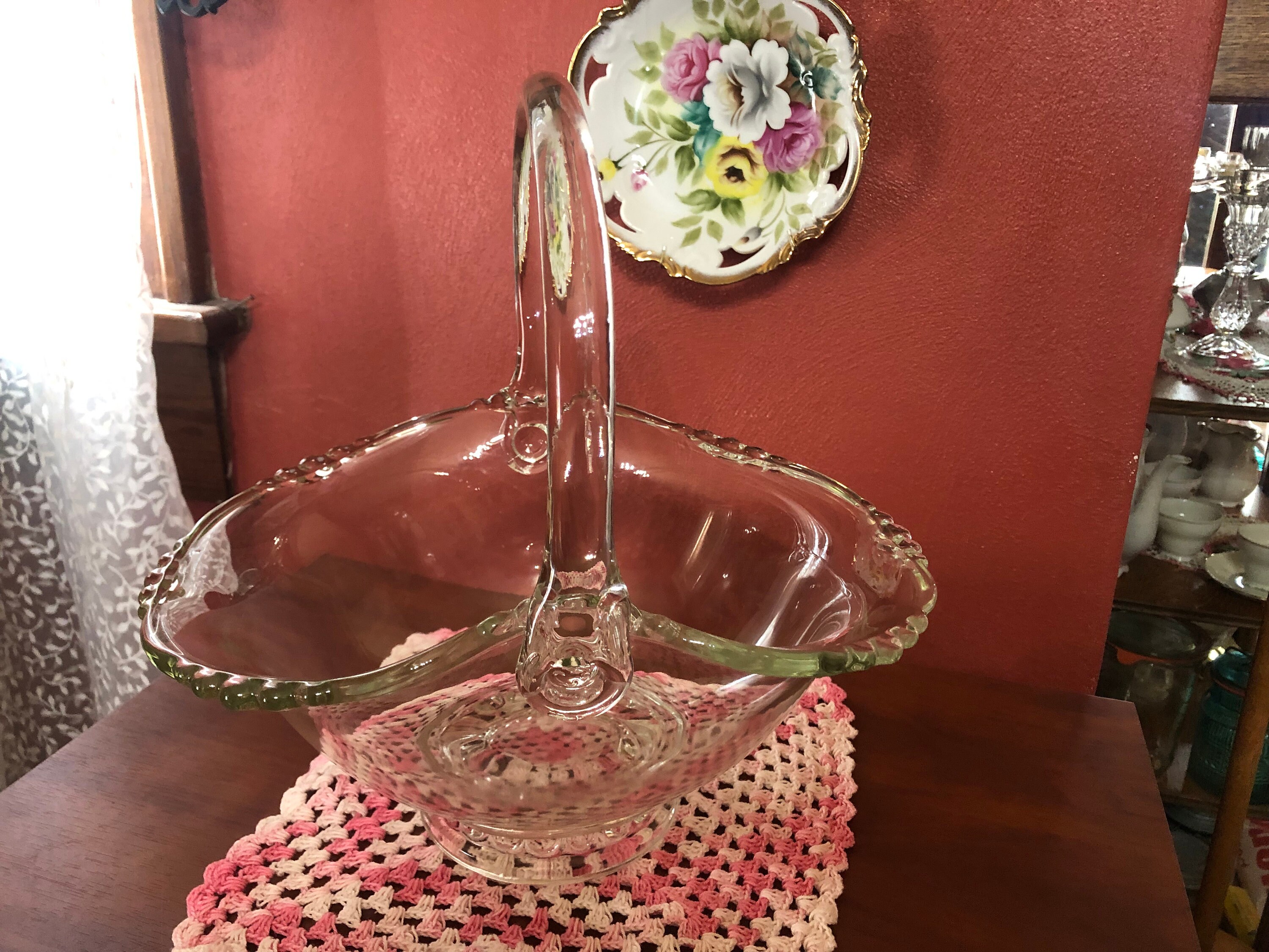Rare Jim Dunlavy 11” Centerpiece Clear Glass Basket Candlewick Style - Etsy