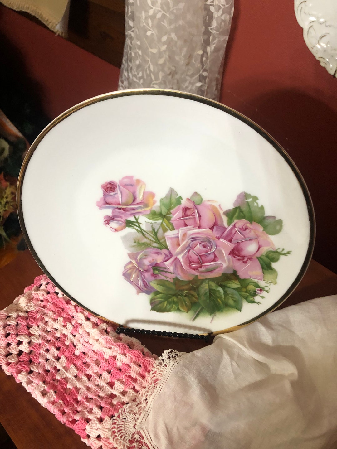 Late 1800s Vintage Silesia CT Altwasser German Porcelain Pink Roses ...