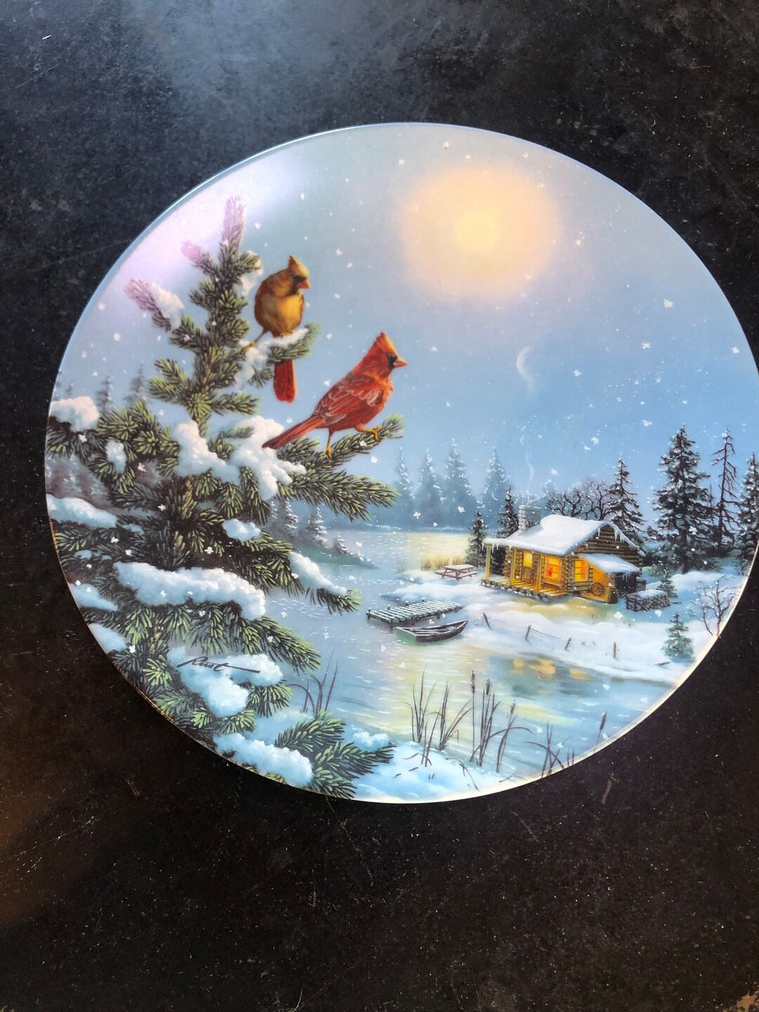 WL George Moonlight Retreat Christmas Plate 1992 D.L. Rusty Rust - Etsy