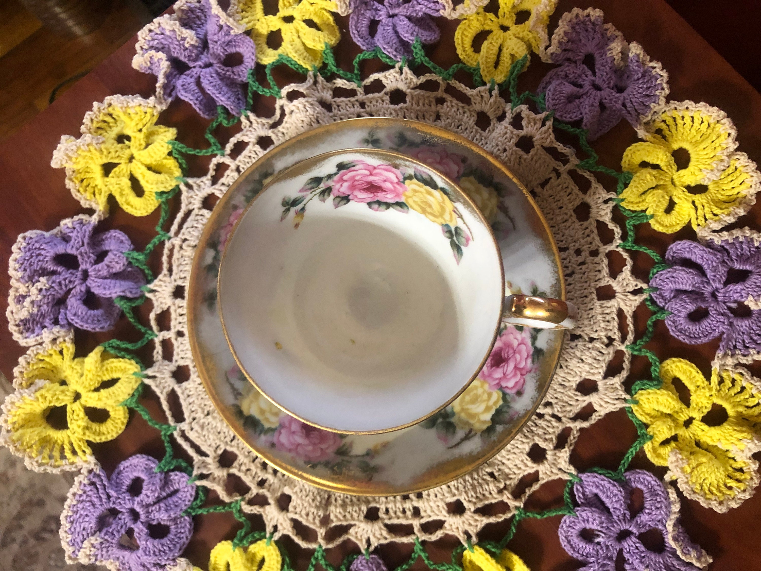 Royal Sealy Made in Japan Tea Cup and Saucer Set Pink and Yellow Roses ...
